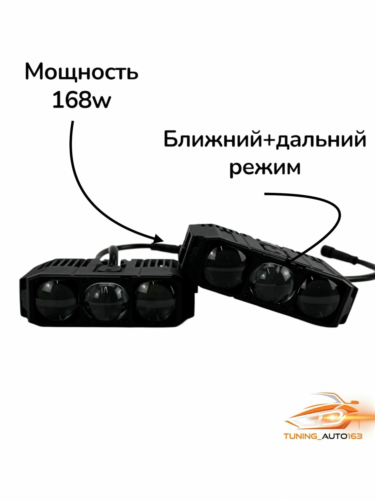 Универсальные фары с линзой 12-24В с дальним