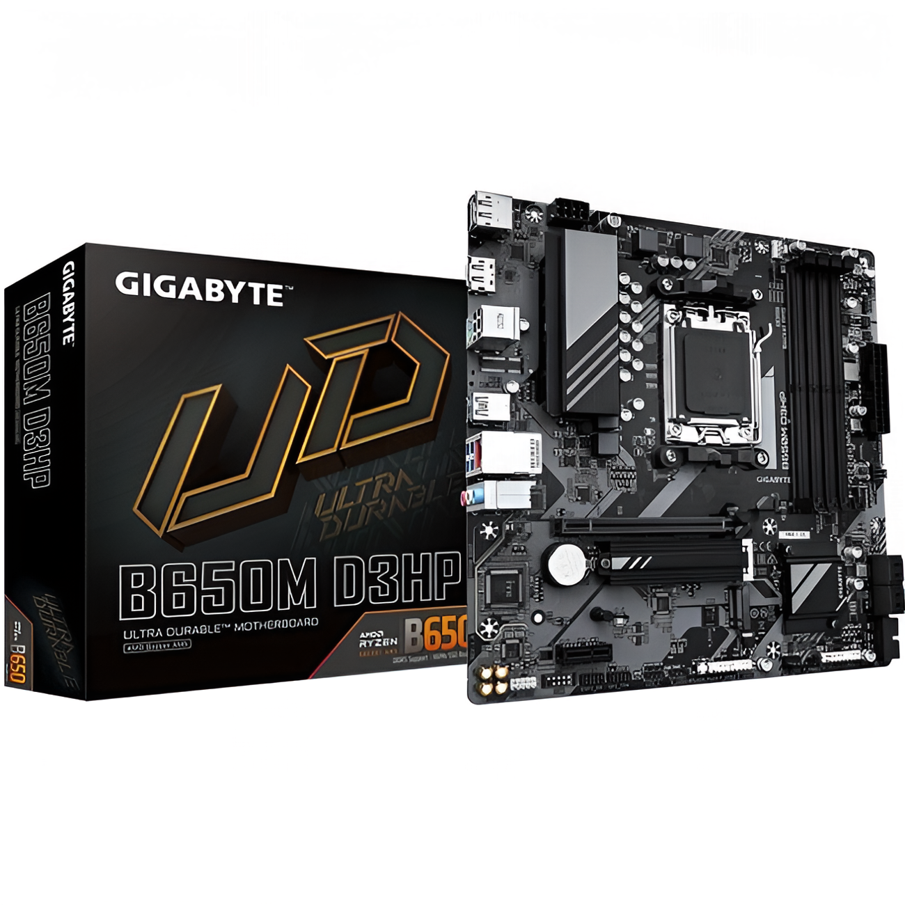 Материнская плата GIGABYTE B650M D3HP (AM5/AMD B650/4xDDR5/2xPCI-Ex16/2xM.2/SB7.1/GLAN/2xDisplayPort/HDMI/mATX)
