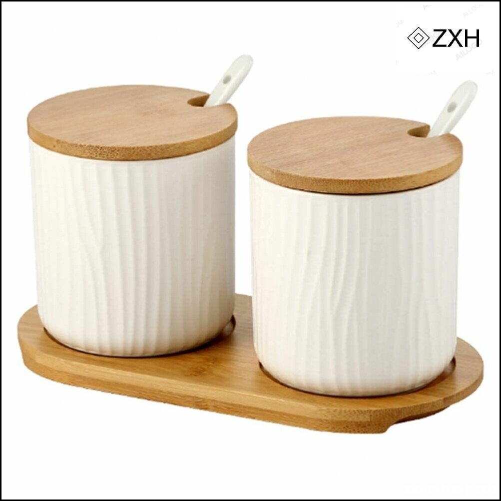 2 керамические сахарные чаши 300 мл керамические специи банки с приправами для дома и кухни, высота 8,5 см