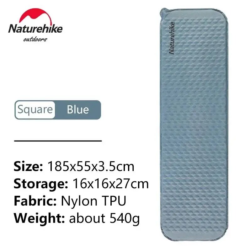 Naturehike коврик надувной Square Blue 185x55cm