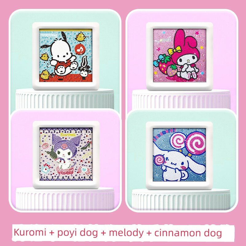 Полный набор 4 коробки для рисования алмазами Sanrio со всеми персонажами для детей 3-6 лет