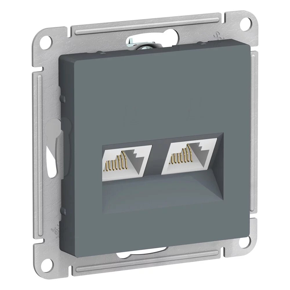 Розетка двойная компьютерная Systeme Electric AtlasDesign RJ45+RJ45, кат. 5E, механизм, Грифель