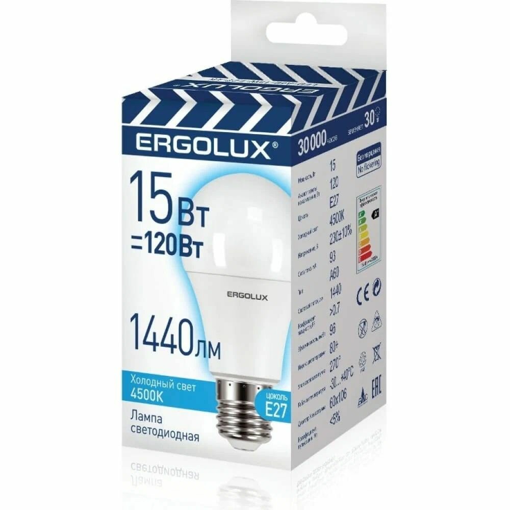Лампа светодиодная Ergolux LED-A60-15W-E27-4K