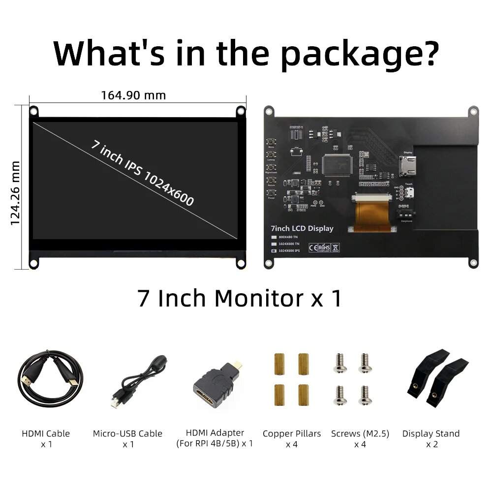 7-дюймовый IPS монитор No Touch для Raspberry Pi