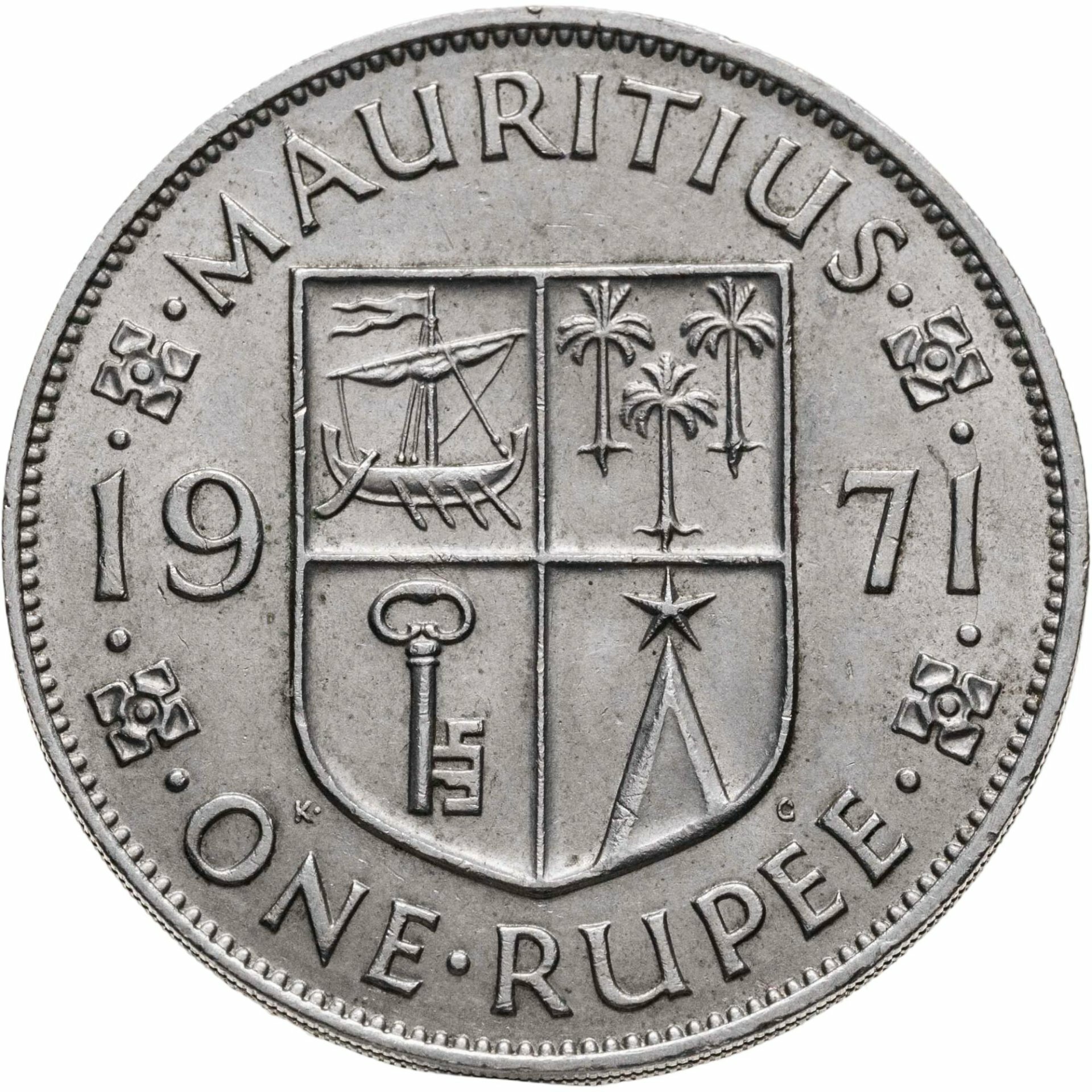Маврикий 1 рупия (rupee) 1971 С жёлобом на гурте