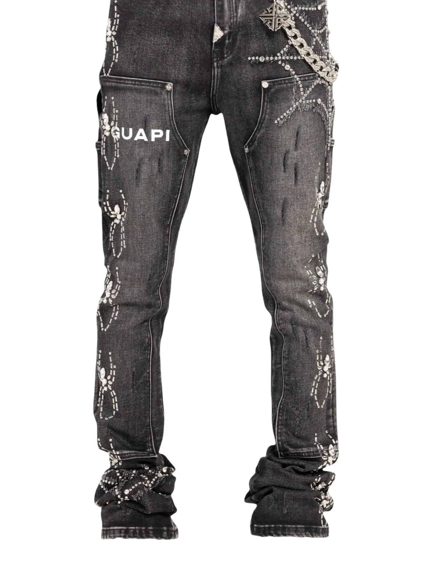Джинсы Crystal-embellished spider-motif jeans 