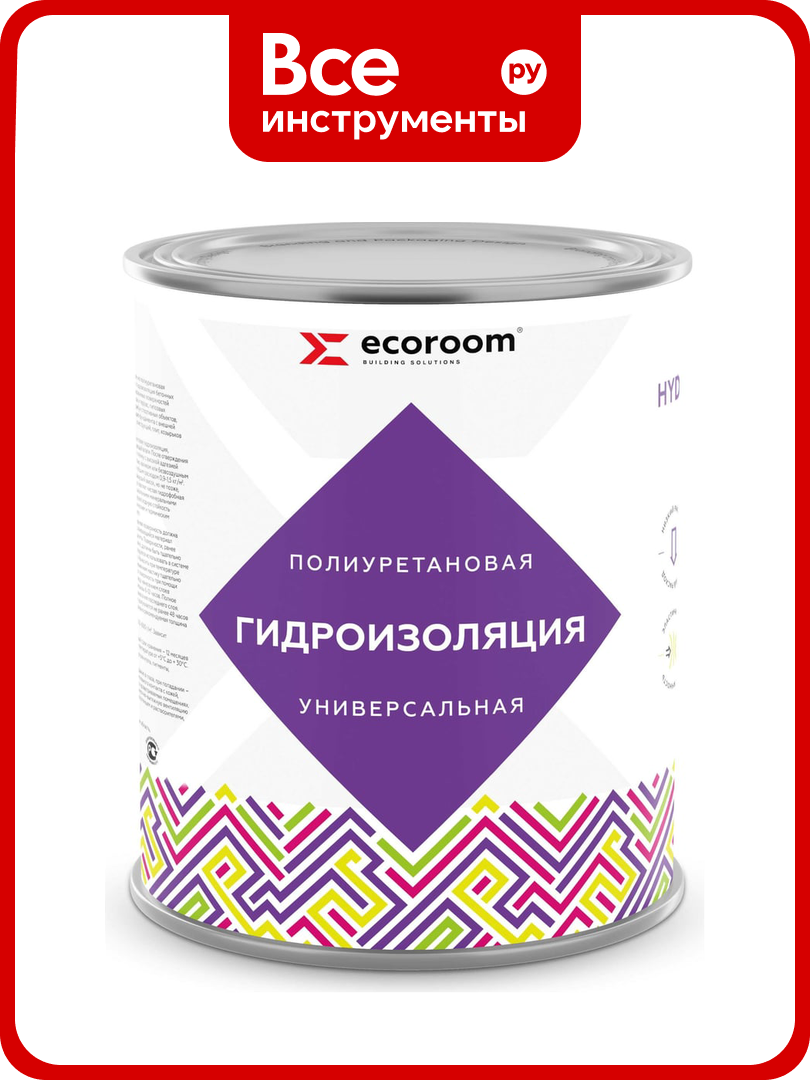 Полиуретановая универсальная гидроизоляция ECOROOM HYDRONEED серая, 1 кг 443-1-1