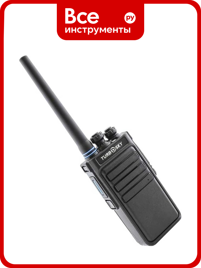 Рация Turbosky T6 2096_a с влагозащитой IP54, 16 каналов, дальность связи до 10 км и мощностью передатчика