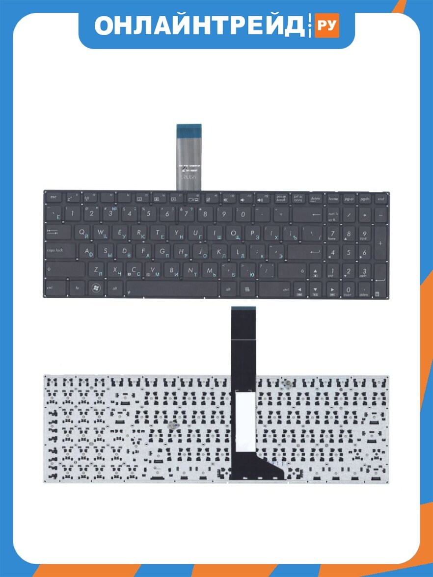 Клавиатура для ноутбука Amperin Asus X501A X501U X550 X750L, X750LA, X750LB, X750LN, X750V, X750VA FX50JX, GX50JX, K750J, K750Lчерная плоский Enter