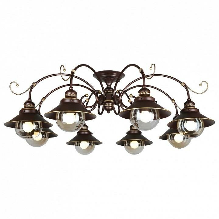 Люстра на штанге Omnilux Fontelo OML-50407-08 цвет плафона подвески Коричневый, цвет арматуры Коричневый