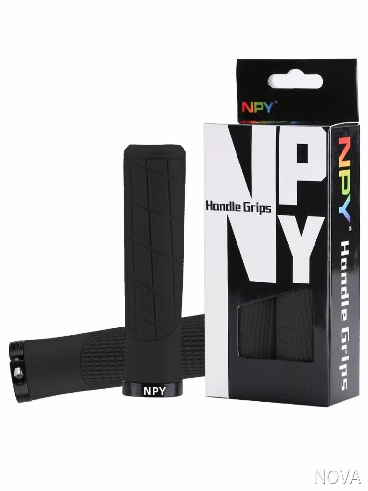 Рукоятки NPY для велосипеда, черные с рельефной поверхностью, силиконовые, велосипедные рукоятки, комплект 2 шт