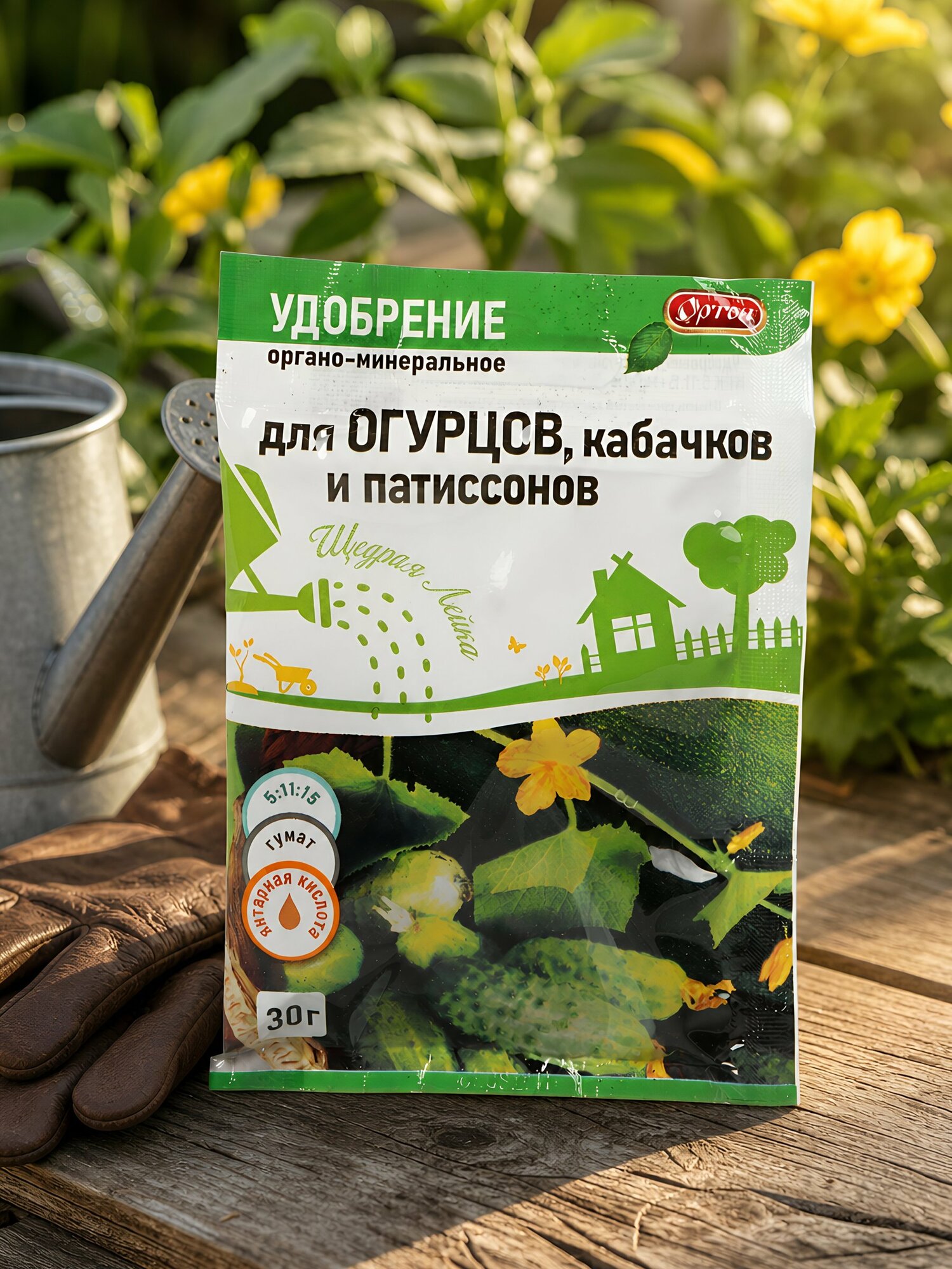 Удобрение Ортон Тукосмесь для огурцов, кабачков и патиссонов, органоминеральное, стимулятор роста, гранулы, 30 г.