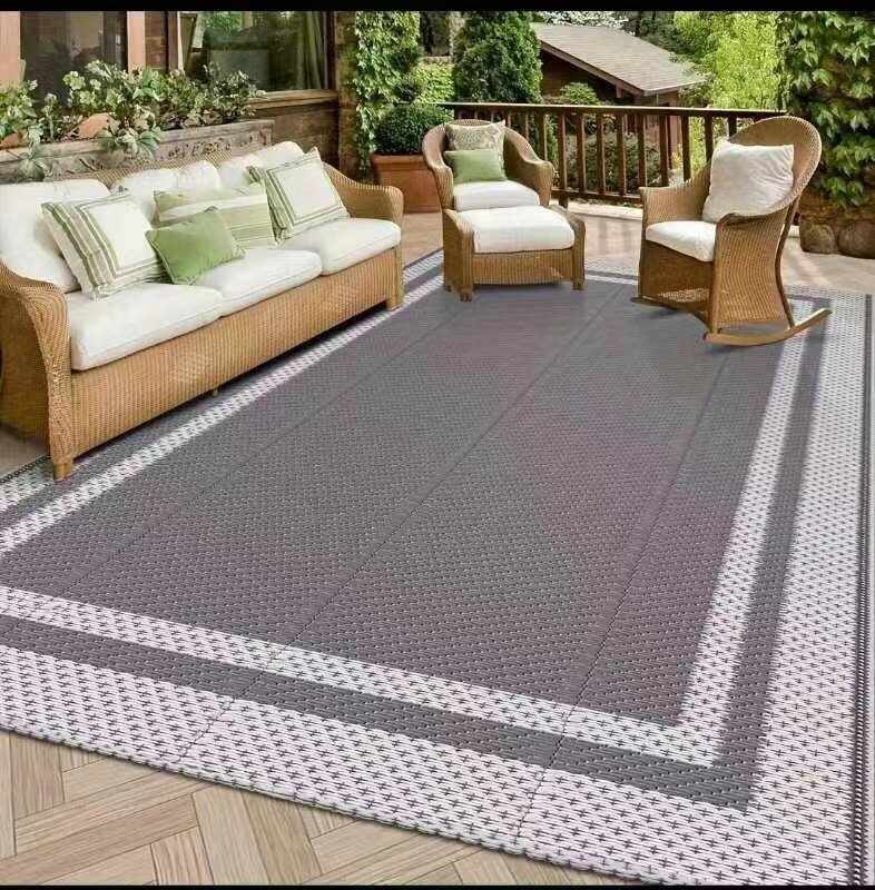 Водонепроницаемый уличный коврик для патио，122X183CM，серо-белый