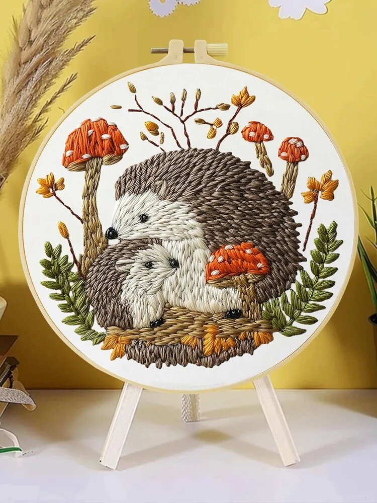Набор для вышивания,20X20CM, подходит для начинающих, Милый ежик.