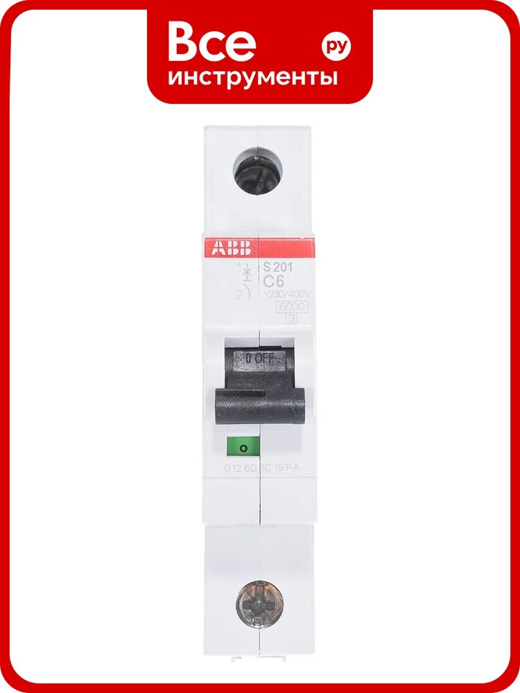 Автоматический модульный выключатель ABB 1п C S201 6кА 6А 2CDS251001R0064 серый корпус DIN‑рейка