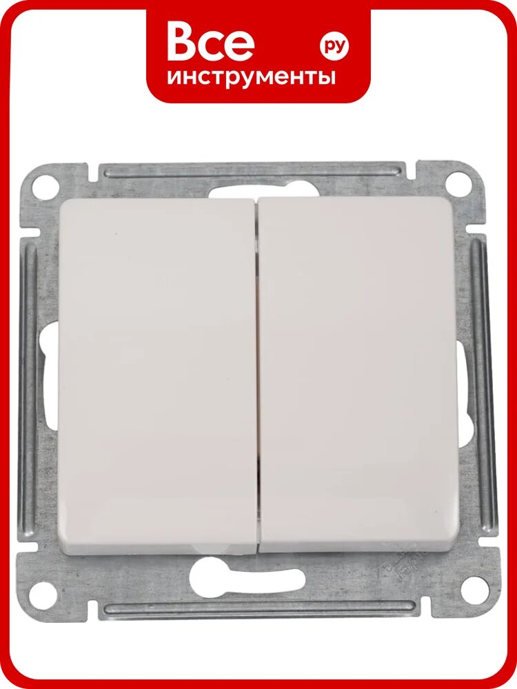 Переключатель Systeme Electric Glossa Молочный 2-клавишный, сх.6, 10AX SE GSL000965