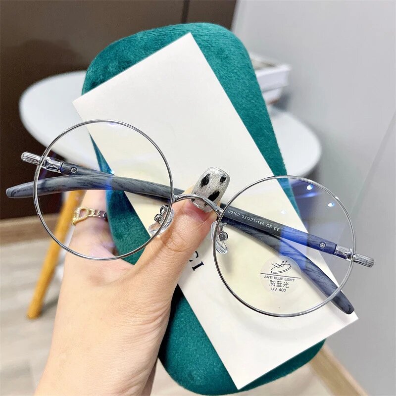 UVLAIK Винтажные круглые очки TR90 silvery, Серебряный