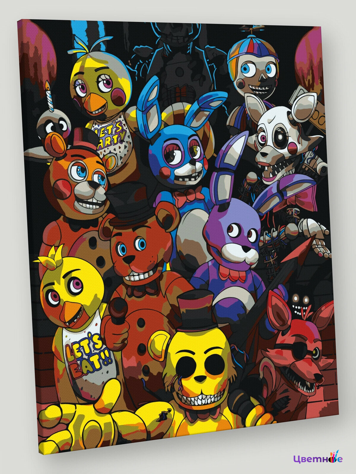 Картина по номерам Фнаф Five nights at Freddy's Аниматроники
