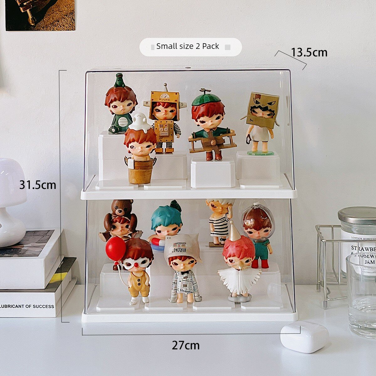 Маленький стенд для фигурок Pop Mart Xiao Ye с 16 модулями, прозрачный пылезащитный кейс, набор из 2 шт