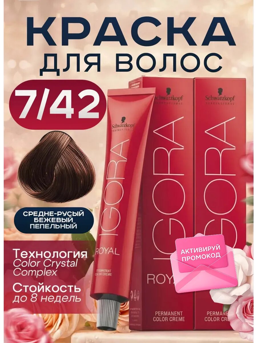 Игора краска для волос профессиональная тона 7. 8. 7/ 8/