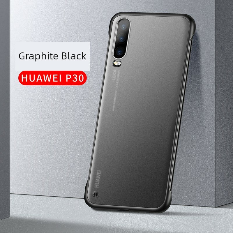 Смартфон Huawei P30 матовый безрамочный прозрачный чехол в цвете Графитовый Черный - защитный