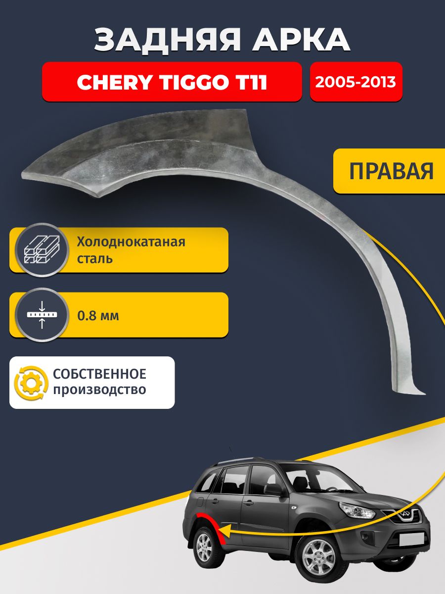 Правая задняя ремонтная арка для автомобиля Chery Tiggo T11 (2005-2013) внедорожник 5 дверей (Чери Тигго Т11). Холоднокатаная сталь 0,8мм.