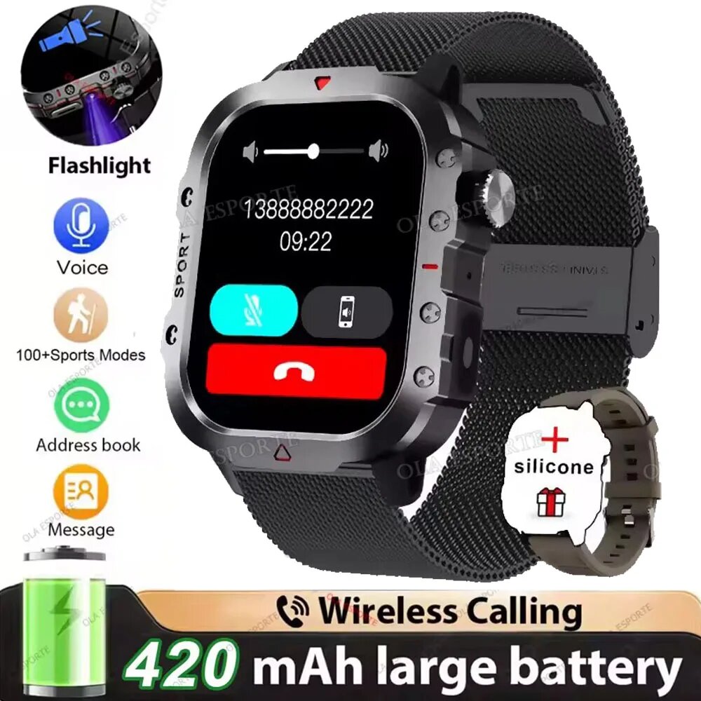 Мужские умные часы Military Smartwatch GPS 3ATM 2.01 Br22BkMilan