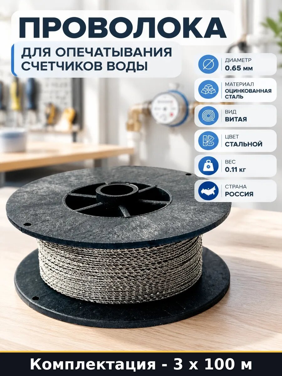 Набор 300 м Проволока витая двухжильная пломбировочная 300м