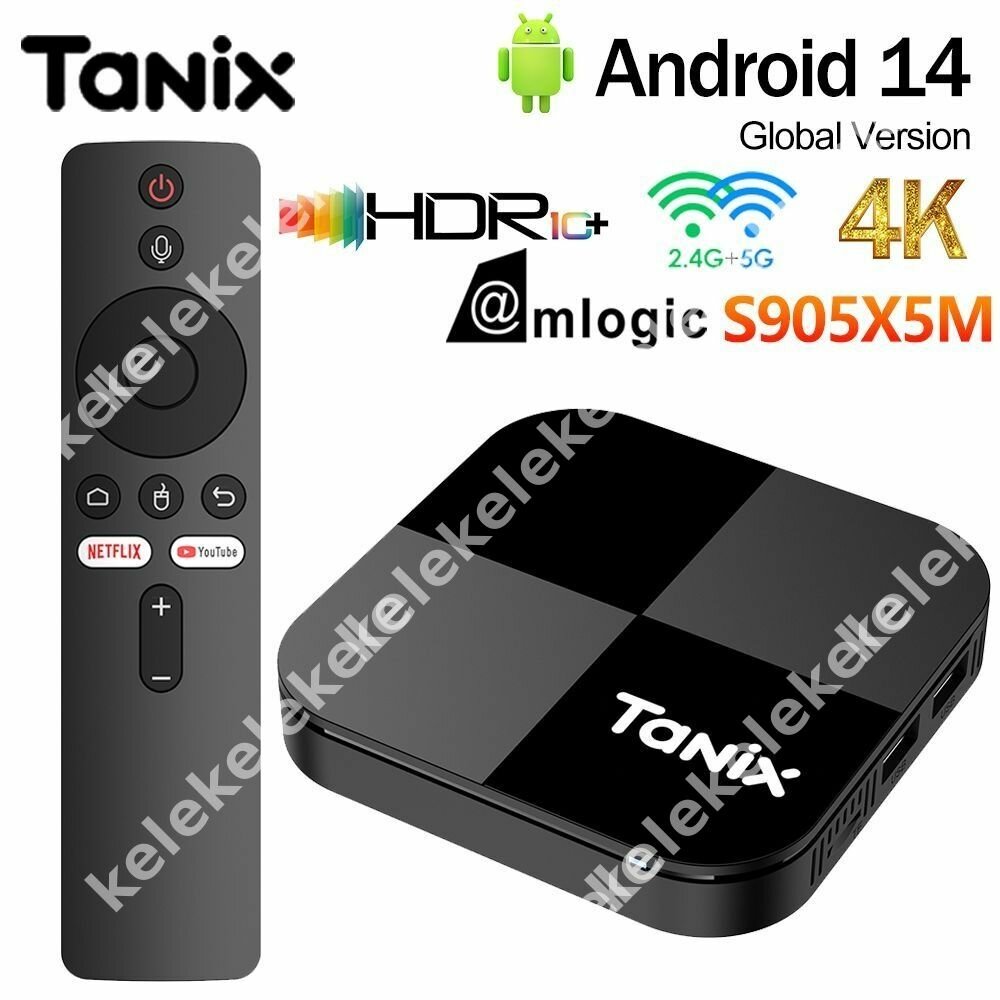 Эксклюзивный медиаплеер Tanix TX5PLUS с прошивкой SlimboxTV 4000, оснащенный Android, 4 ГБ ОЗУ и 32 ГБ ПЗУ, поддерживающий Bluetooth, ИК порт и караоке в черном корпусе