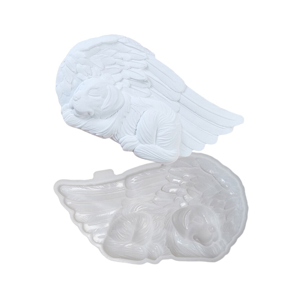 Fashionable Angelic Dog Memorial Statue Silicone Pet Tributes Convenient Accessory for Garden or Lawn Decoration