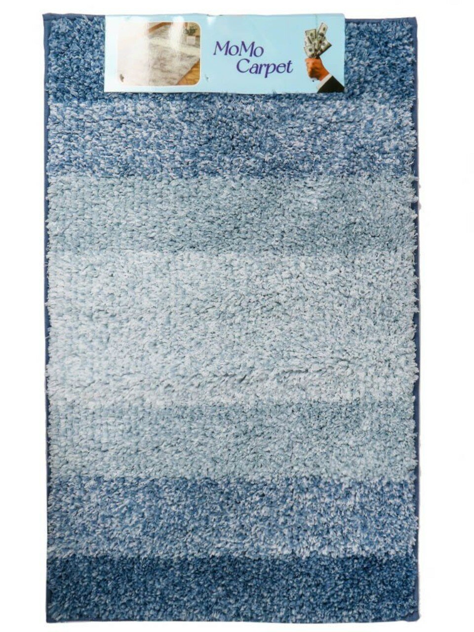 Коврик для ванной прямоугольный полиэстер 50х80 см синий полоски Y822-041 влаговпитывающий