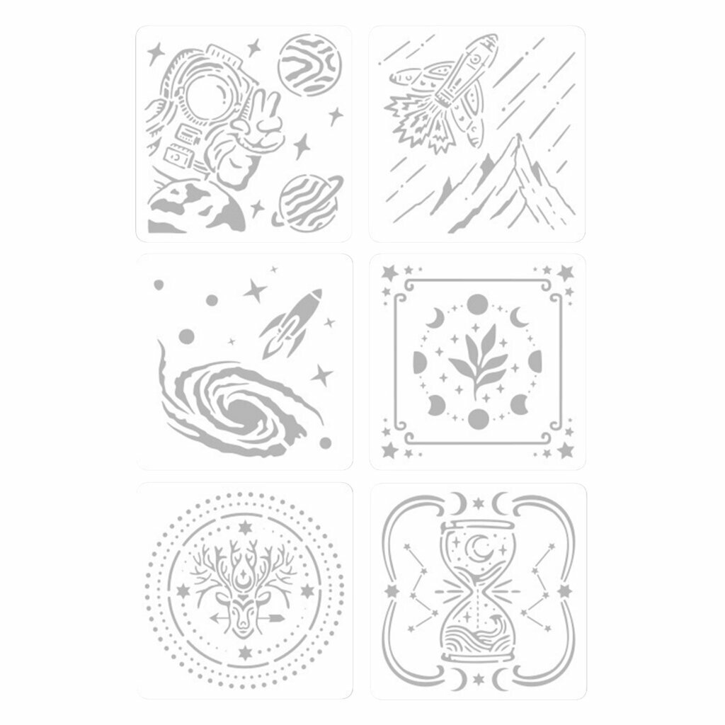 6 Шт трафаретов Starlight Flow Выдалбливают трафареты для рисования, трафареты для журналов