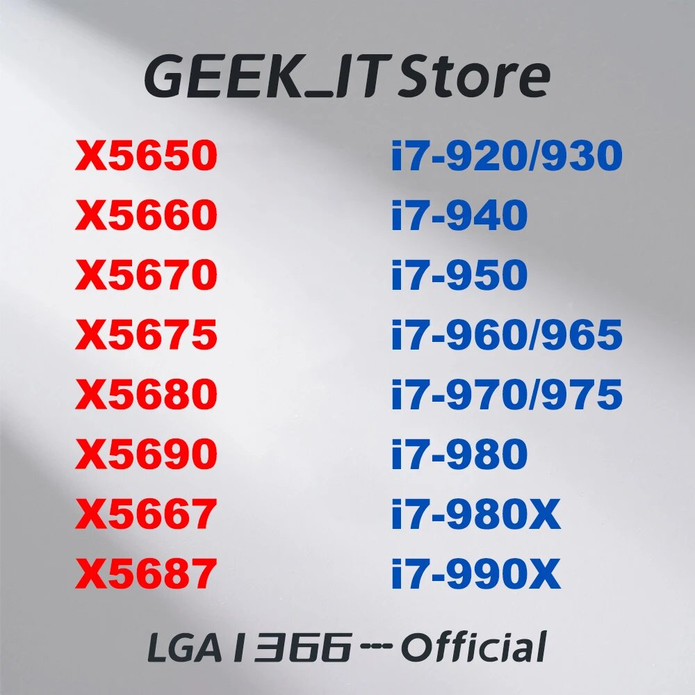 Используемый процессор Intel LGA1366 2PCS X5690