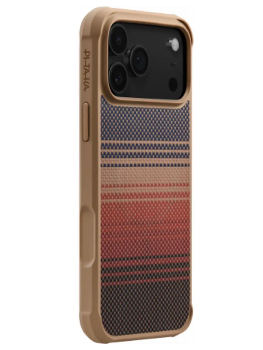 Противоударный чехол PITAKA с амортизирующими накладками для iPhone 17 Pro, (Sunset), Коричневый — фото 1