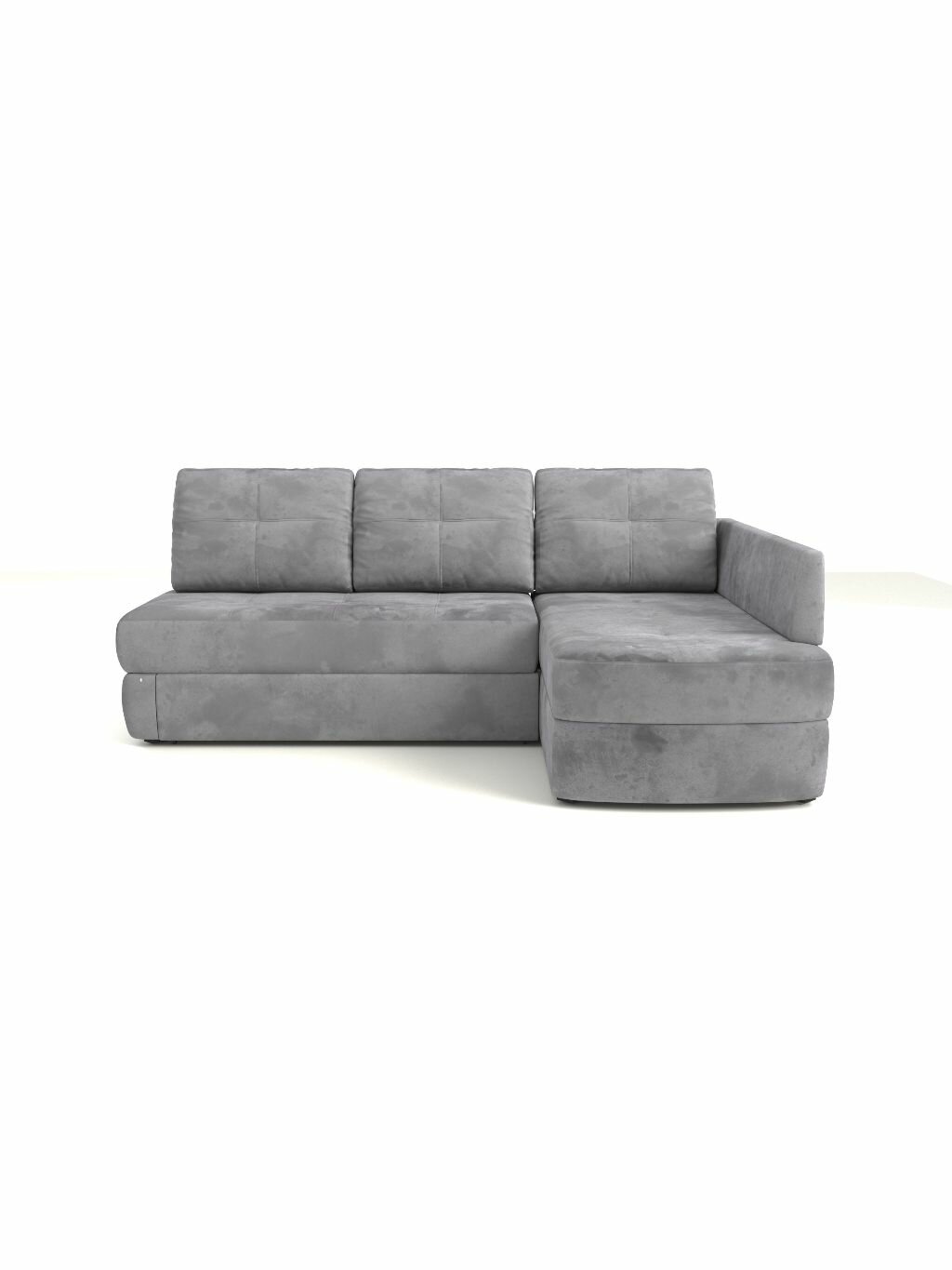 Угловой диван-кровать PUSHE Арно, правый угол, велюр, серый, Nebby 316