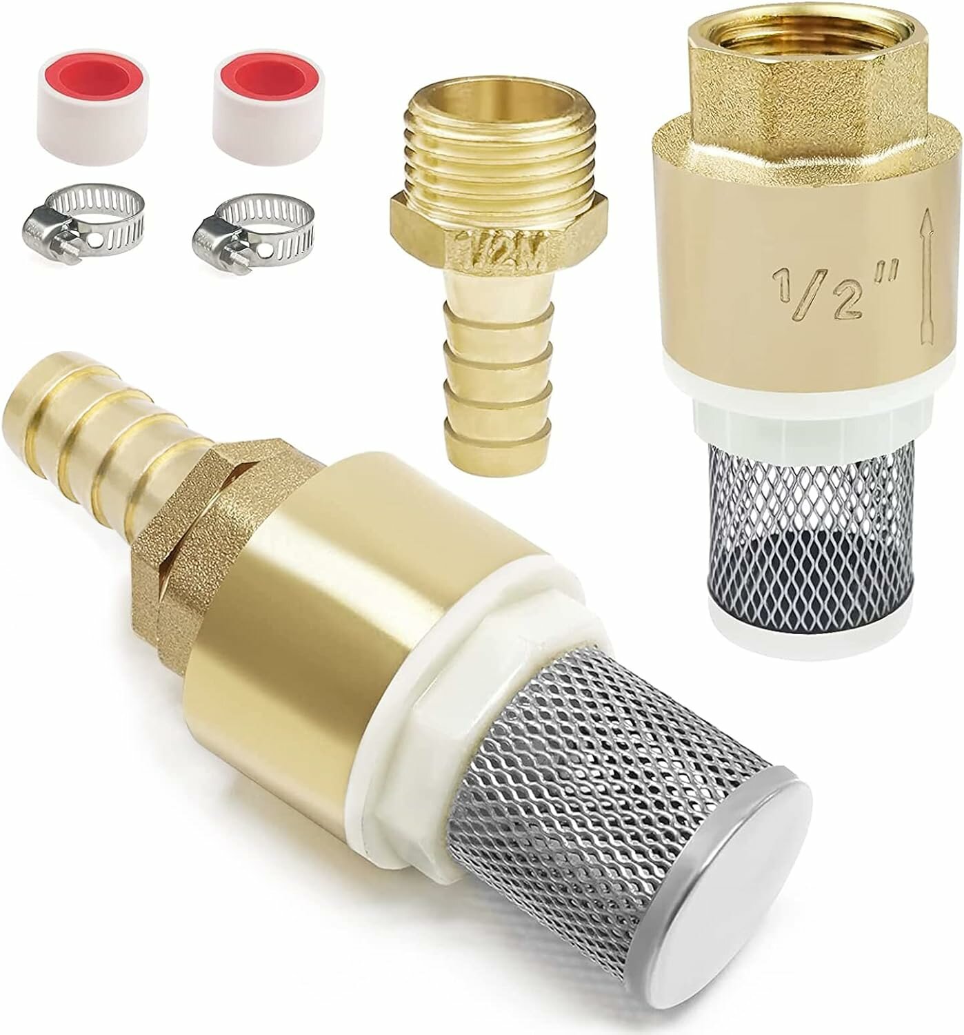 Обратный клапан из 2 частей, латунный донный клапан, для всасывающей трубы, ручной насос, садовый насос