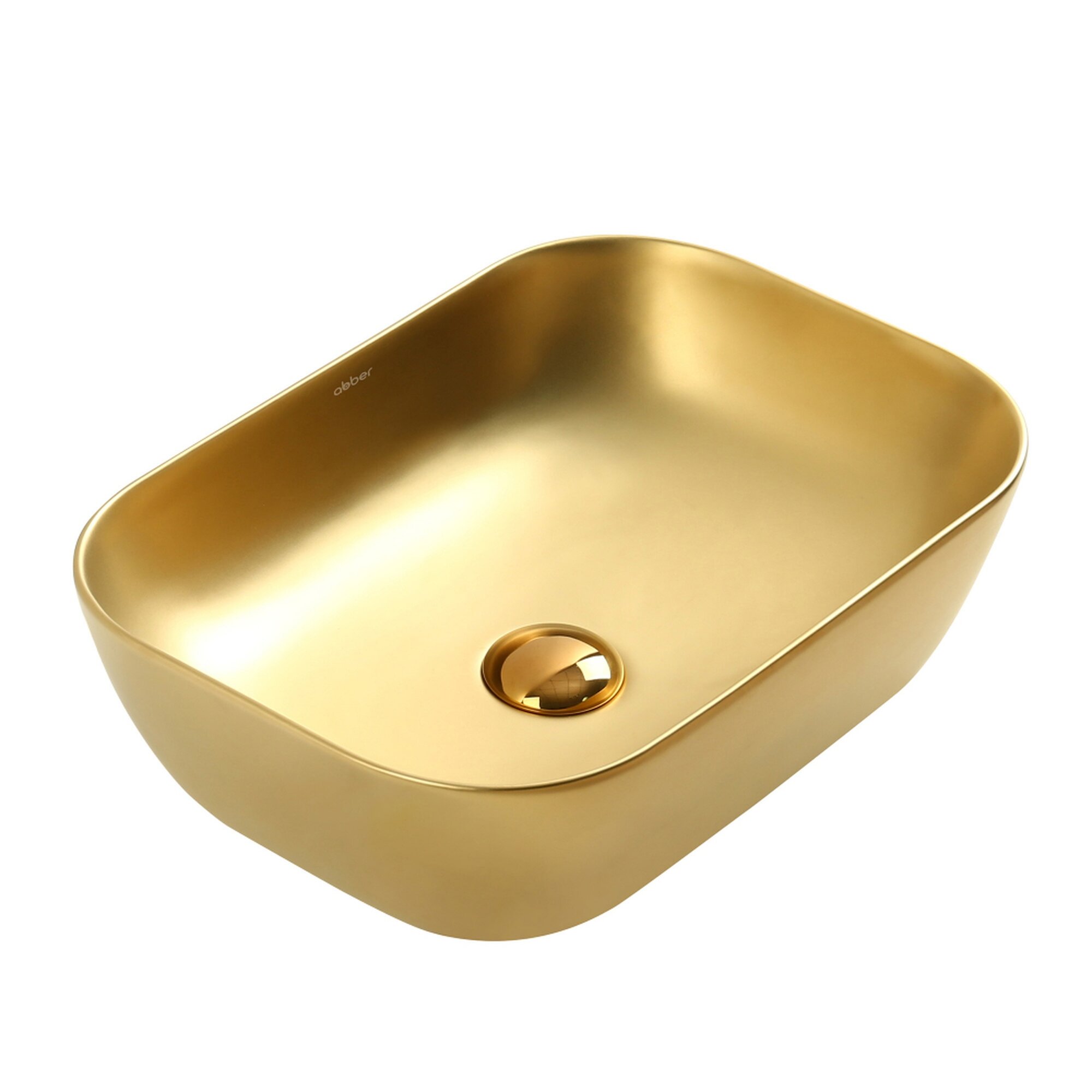 Раковина накладная ABBER Rechteck AC2200MMG, прямоугольная, 46 см, фаянс, золото