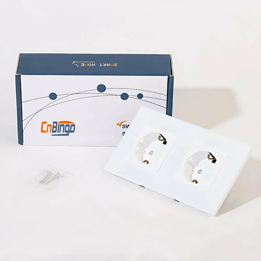 Розетка одинарная 2 пост рамка стекло Белый 1 шт