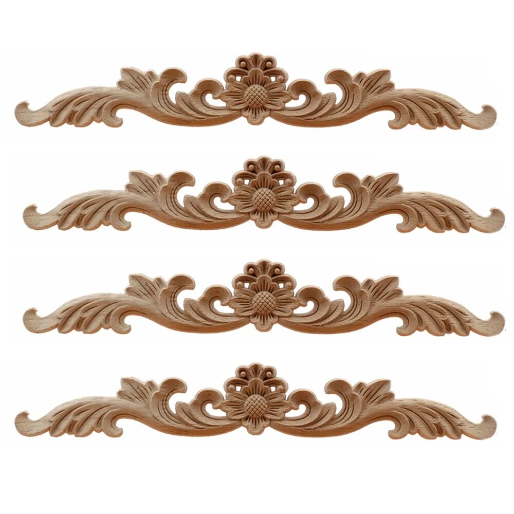 4 шт. Деревянные аппликации и накладки неокрашенные DIY декоративные деревянные резные накладки аппликации для кровати двери шкафа шкафа