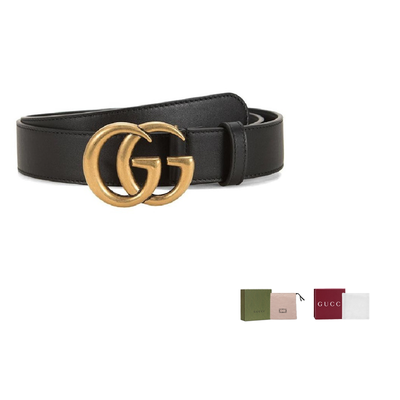 GUCCI GG Marmont Ремни из коровьей кожи Унисекс Черный Ширина 3 см 80