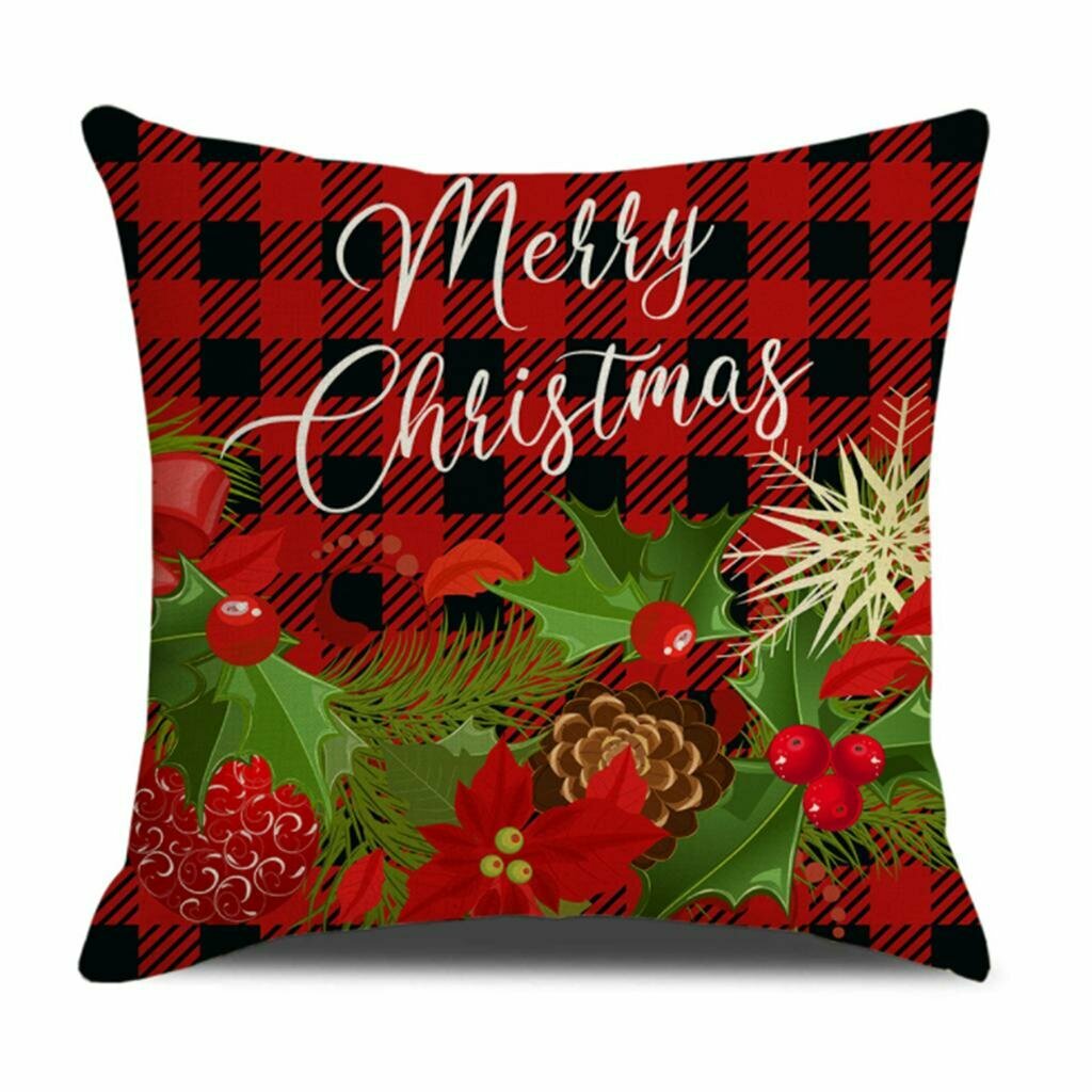 Подушка в стиле пэчворк с рождественским принтом, 7