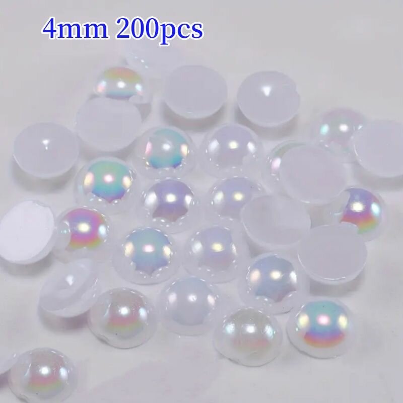Полужемчуг 500 шт. 3 мм, цветной ABS, плоское основание. Для нейл-арта, декорирования одежды и DIY-поделок.