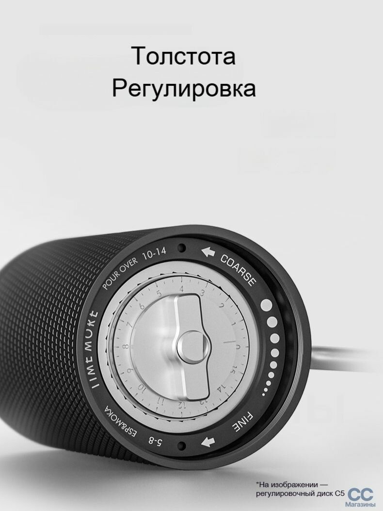 Ручная кофемолка TIMEMORE Chestnut C5 Obsidian Black 42мм универсальный сердечник