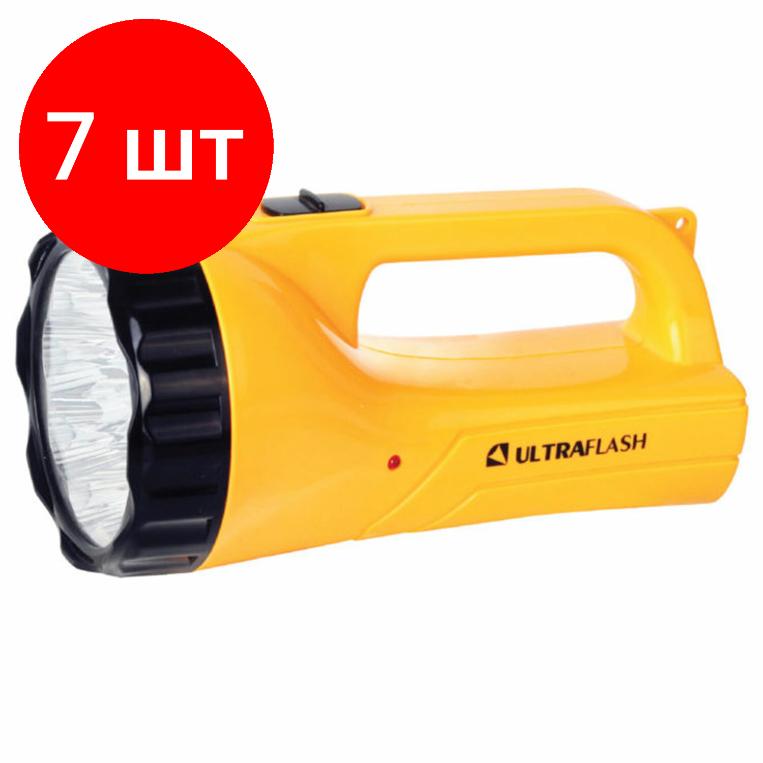 Комплект 7 шт, Фонарь аккумуляторный ULTRAFLASH 9хLED+12хLED, 2 режима, выдвижная вилка, заряд от сети, LED3816SM