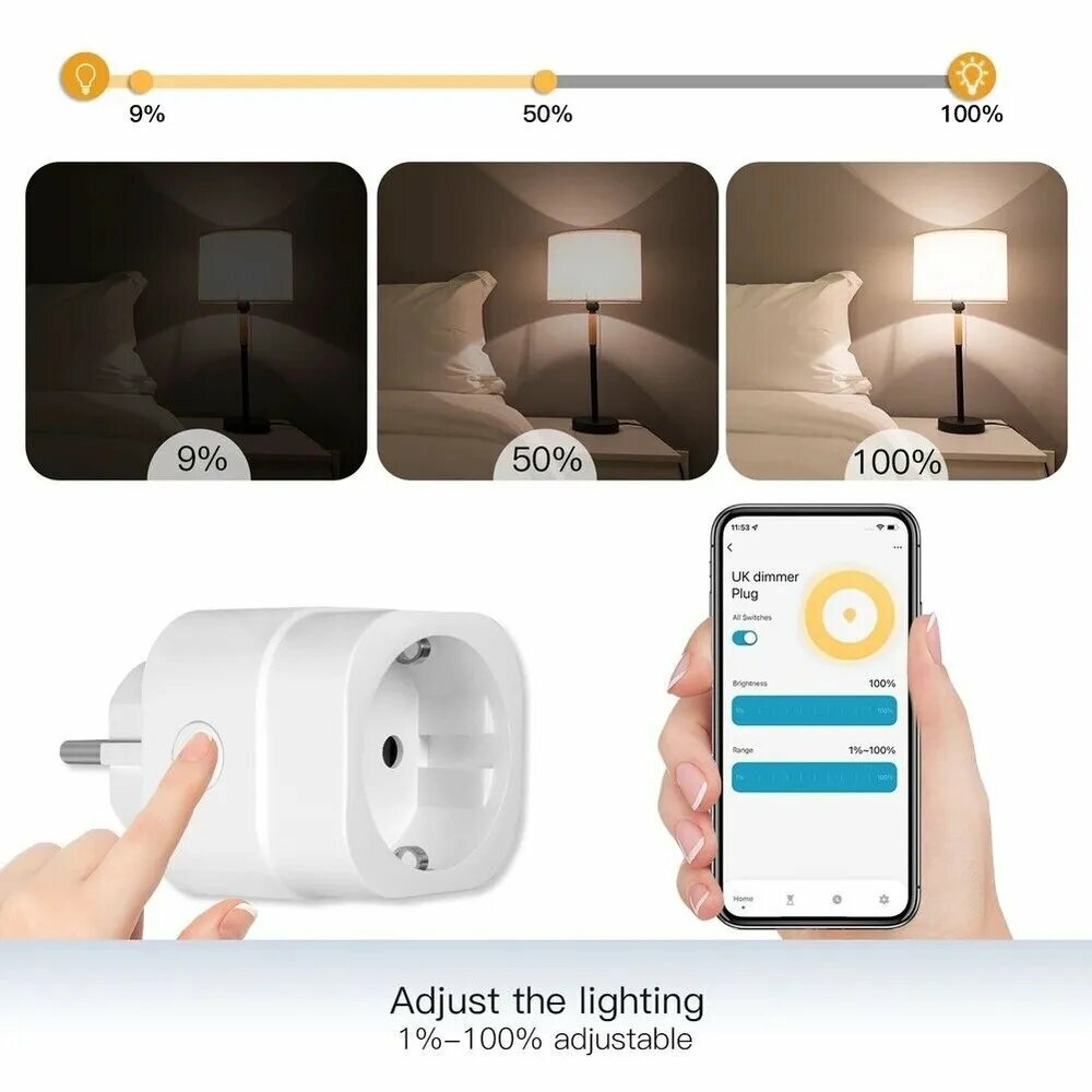 WiFi розетка с диммером 2.4GHz для Tuya Smart, регулируемые LED