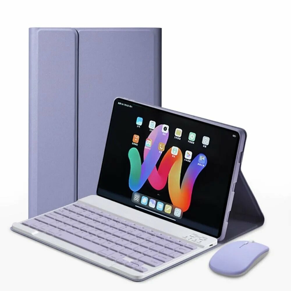 Подходит для Xiaomi Redmi Pad SE 11-дюймовый защитный чехол для планшета + съемная квадратная русская клавиатура Bluetooth + беспроводная мышь
