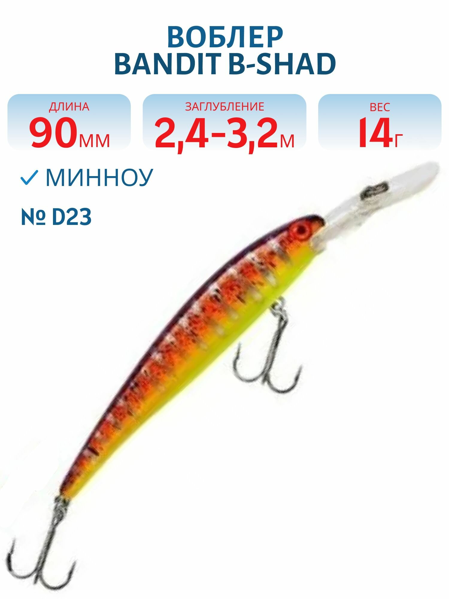 Воблер BANDIT B-SHAD, 14 гр, цвет D23