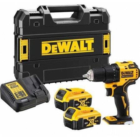 Дрель-шуруповерт DeWalt DCD708P2T (с 2-мя АКБ 5 Ah, кейс), 1650 об/мин, 65 Н·м