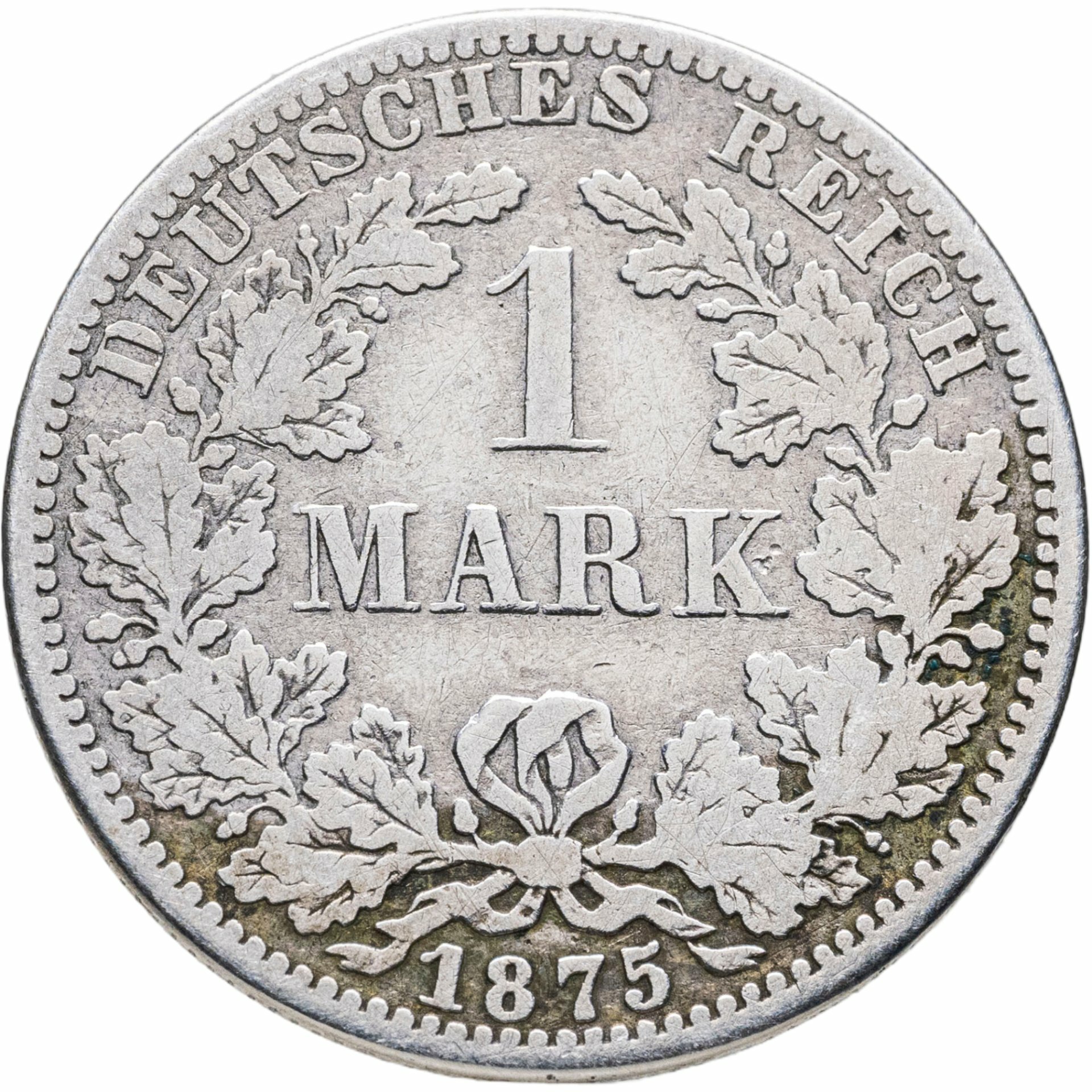 Германия 1 марка 1875 A знак монетного двора: "A" - Берлин, Серебро 900, в сохранности VF