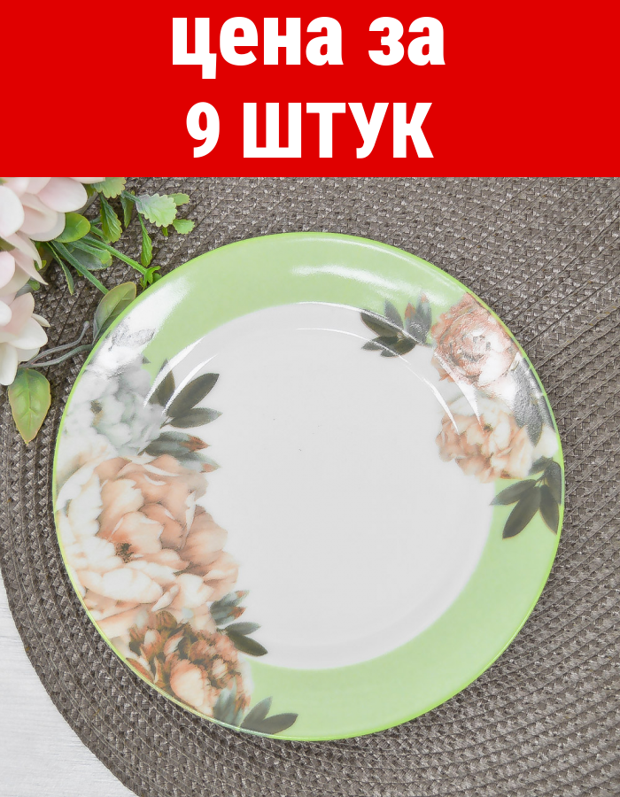 Комплект 9 шт, Тарелка 175мм мелкая форма Идиллия Утро Валенсии